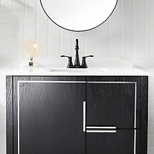 PARLOS 2-Handle Bathroom Sink Faucet High Arc Swivel Spout with Metal Drain Assembly and Faucet Supply Lines, Matte Black, Demeter 14134