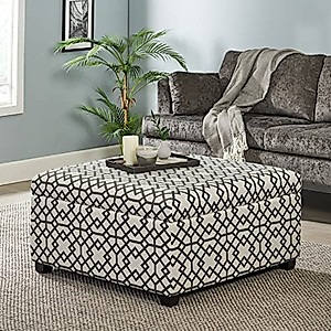 Christopher Knight Home Tempe Fabric Storage Ottoman, Grey Geometric Patterned