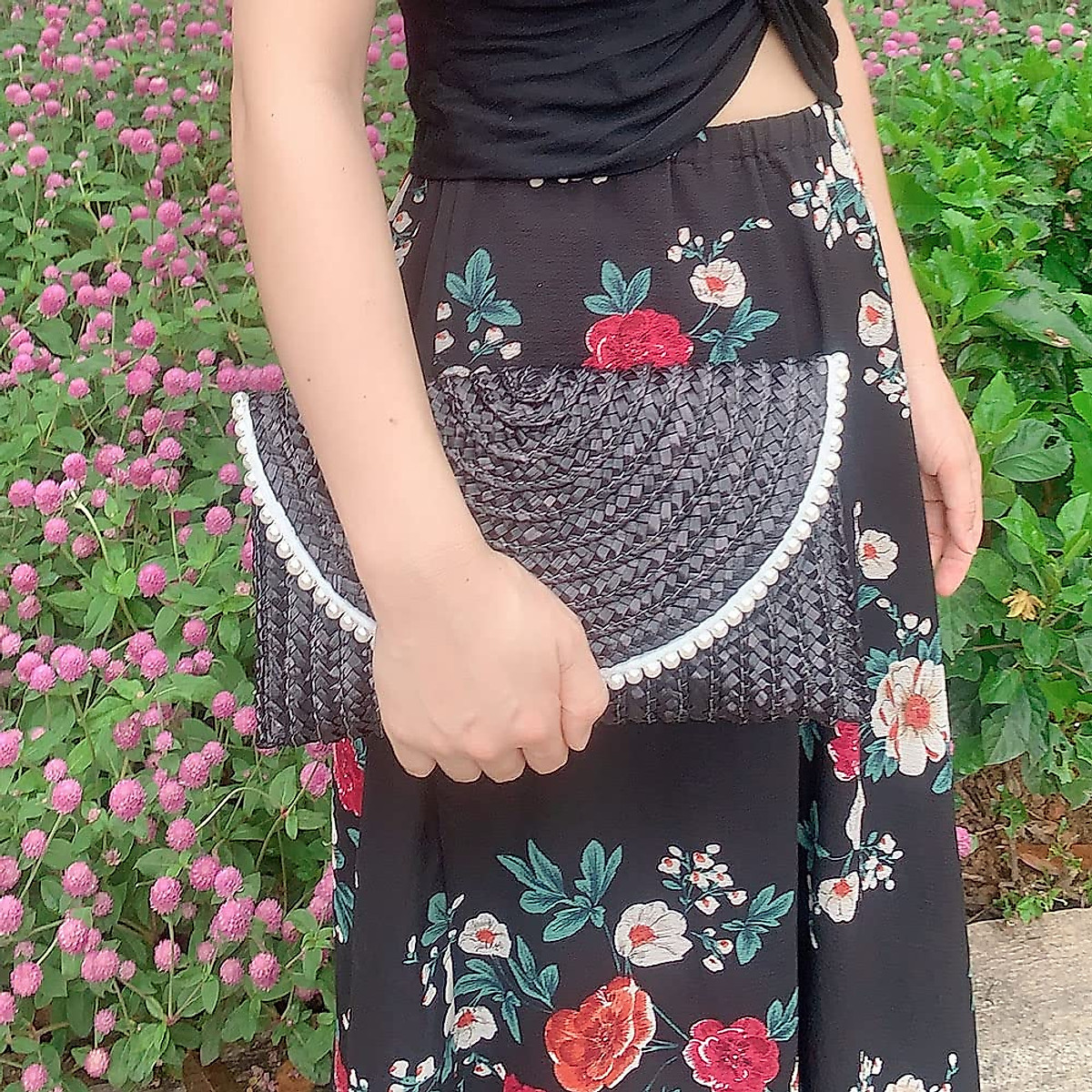 alilove Straw Clutch Bags for Women Summer Evening Handbags Bride Wedding Purse Vacation Beach Clutch Handmade Woven Envelope Wallet