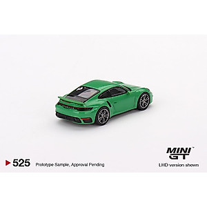 True Scale Miniatures Model Car Compatible with Porsche 911 Turbo S Python Green 1/64 Diecast Model Car MGT00525
