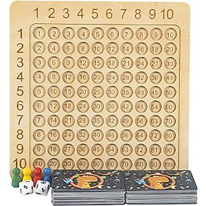 Wooden 9X9 Math Games for Kids 8-12, Kingmall Montessori Multiplication Board Game Wooden Multiplication Board, Educational Preschool Counting Tools for Kids Over 3 Years Old