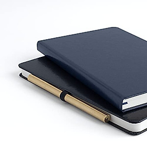 WallDeca Classic Lined Notebook Journal | Hard Cover, 240 Pages, Ruled 8.25 x 5 inches, Ivory 80 GSM Paper | School, Business, College, Notes, Journaling (Blue)