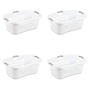STERILITE 1.25 Bushel Hip Laundry Basket, White (Available in Case of 4 or Single Unit)