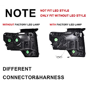 CNNELL Headlights Compatible with 2009 2010 2011 2012 2013 2014 Ford F150 Replacement Headlamps Pair Left+Right Not fit LED style,Only fit w/o LED style(Clear lens Chrome Housing Clear Reflector)