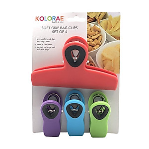 KOLORAE SOFT GRIP BAG CLIPS - MULTI-COLORED Chip Bag Clips, Kitchen Clips, Magnetic Chip Clips for Bags, Food Bag Clips with Airtight Seal - AVAILABLE IN A SET OF 4 OR 12 BAG CLIPS! (12)