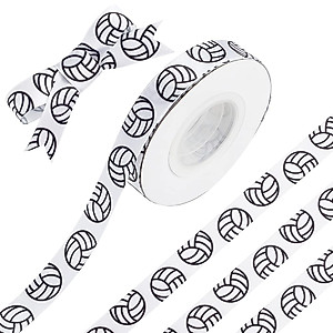 CRASPIRE 20 Yards 6/10” Wide Volleyball Ribbons White Volleyball Decorations Sports Ribbons Cheer Team Ribbon for Team Hair Bows, Wreath, Wrapping, Party Decoration
