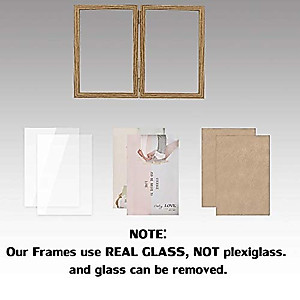 4x6 Picture Frames Double Hinged MDF Wood Grain with Glass Front Stand Vertical on Tabletop