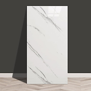 Haimin Wall Panels Peel and Stick 10 Pieces 23.6x11.8in (19.4 Sq. Ft. Coverage) Lightweight Backsplash Marble Look Tile (not Real Marble) Ideal for Kitchen Bathrooms Living Rooms Bedrooms (White-JSB)