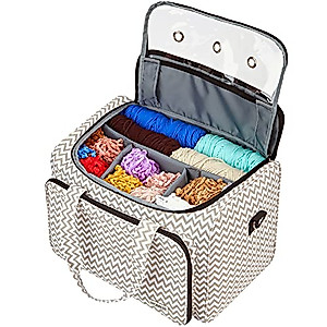 HOMEST Yarn Storage Bag, Knitting Tote with Removable Inner Dividers, Ripple