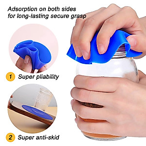 Multifunctional Jar Opener Lid Opener Grippers - Bottle Opener for Rotating Caps with Jar Opener Gripper Pad, Effortless to Unscrew Any-Size Lid, Great for Arthritis - Perfect for Seniors & Weak Hands