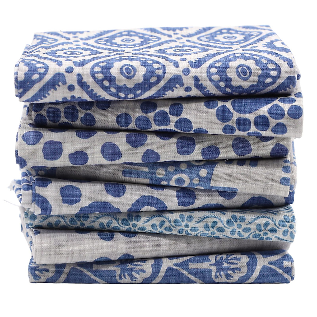 Caspi Crafts 8 Pcs Fat Quarters Fabric Bundles 18"x21", Quilting Fabric, Abstract Cotton Fabric, Precut Squares for Sewing, Quilting, Patchwork, Fabric for Crafts, DIY, (Soft Blue Patterns)