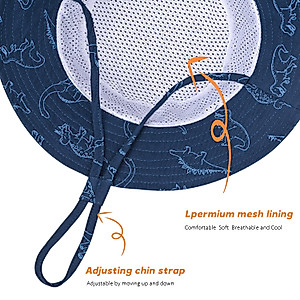 Baby Sun Hat for Boy Girl Toddler,Kids Summer UPF 50+ UV Protection Hat Wide Brim Beach Bucket Cap（6-12 Months,Navy-Dinosaurs