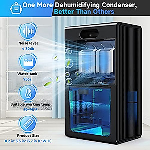 SIMSEN 95oz Dehumidifiers for Home, 8000 Cubic Feet(800 sq ft) Quiet Dehumidifier for Home with Drain Hose and 2 Working Modes, Portable Small Dehumidifiers for Bedroom Bathroom Basements Closet RV