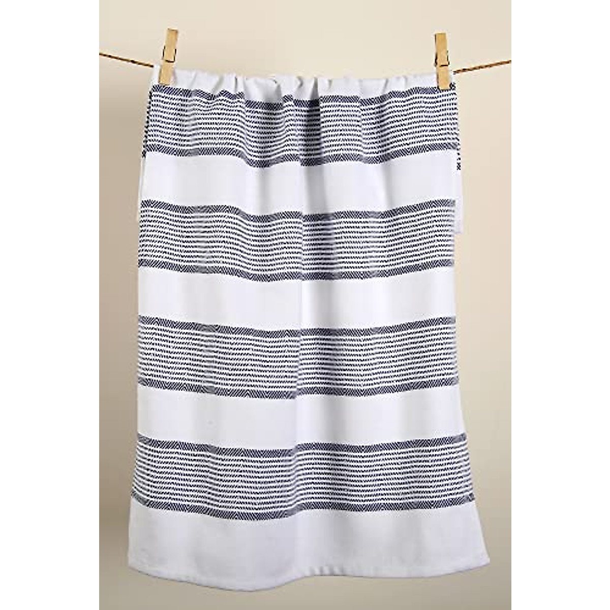 Country Maison Stripe Kitchen Towels | Pack of 6 | 18 x 28 Inches | Highly Absorbent |100% Cotton Dish Towels | Tea Towels | Bar Towels | Blue