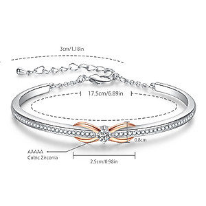 Praelinos Infinity Love Symbol Bracelet for Women 18K White/Rose Gold Plated Bracelet Silver Tone Jewelry 5A Cubic Zirconia Bracelets Mothers Day Valentine's Day Christmas Gifts for Mom