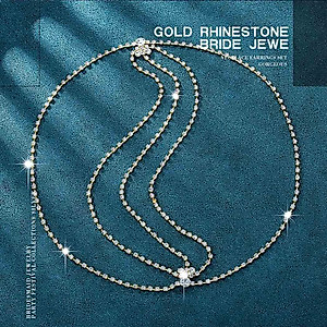 Fdesigner Wedding Crystal Head Chain Gold Vintage Layered Rhinestone Headpieces Gypsy Hair Chain Bride Party Festival Hair Accessories for Women and Girls