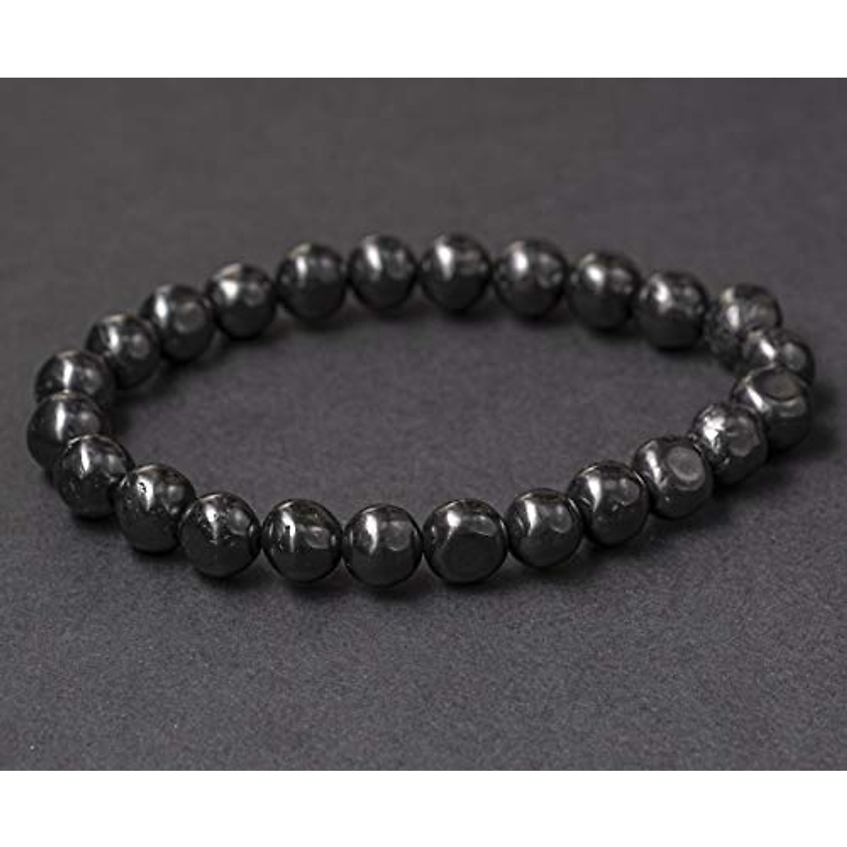Shungite Beaded Bracelet Stretch Round Strand 6.5" is a Spectacular Stone contains natural C60 Fullerene Formed in The Heart of Shungite Mine Type II from Russia