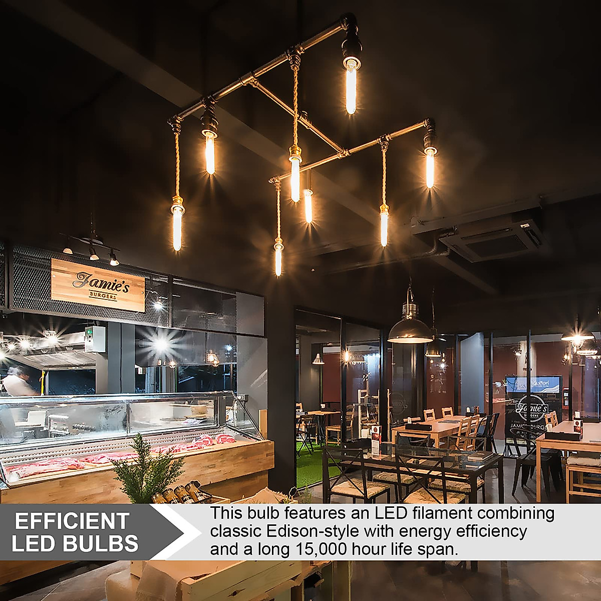 TIANSHQ LED Tube Bulbs,T10 Tubular Edison Style LED Filament Bulb, 12W Dimmable Antique LED Bulb,E26 Base,Clear Glass,Warm White,2700K,1000LM(75-100W Equivalent),11.8in,6Pack