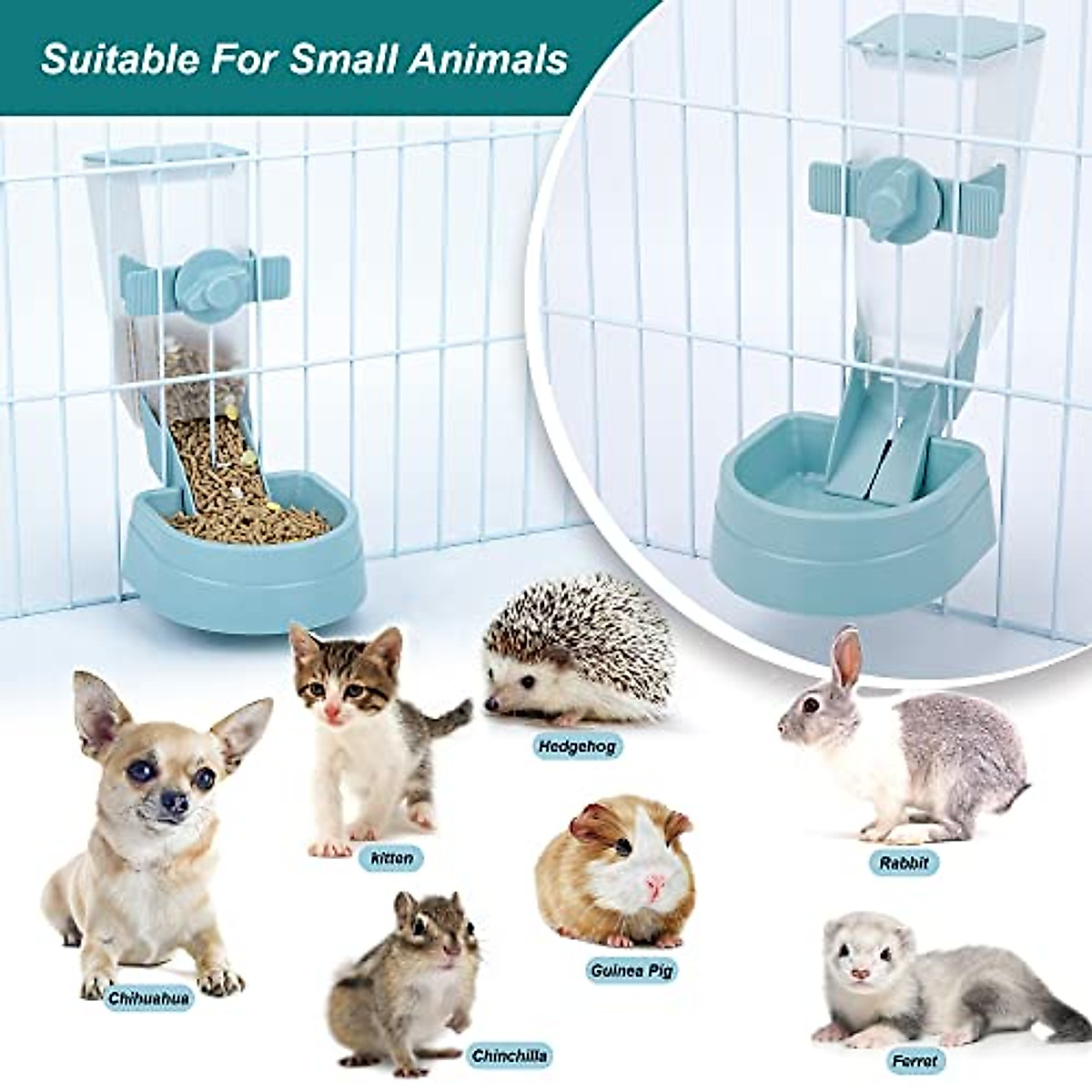 RUBYHOME Pets Food Hanging Bowl for Crates & Cages Hanging Pet Cage Feeder for Small Animals Cats Puppies Ferrets Rabbit Automatic Feeder