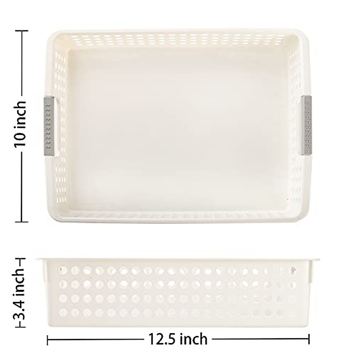 Bekith 4 Pack Plastic Storage Tray Basket, A4 Paper Storage Organizer Basket, Classroom Office School File Holder, 14 Inches x 10 Inches x 3.4 Inches, White