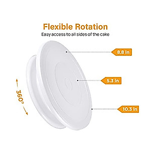Kootek 11 Inch Rotating Cake Turntable, Turns Smoothly Revolving Cake Stand Cake Decorating Kit Display Stand Baking Tools Accessories Supplies for Cookies Cupcake (White)