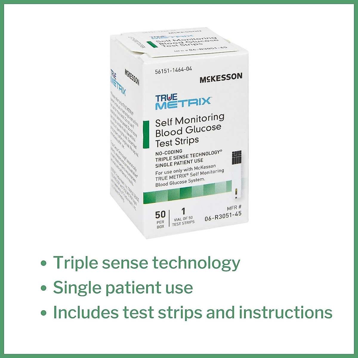 McKesson TRUE METRIX Self-Monitoring Blood Glucose Test Strips, 50 Strips, 3 Packs, 150 Total