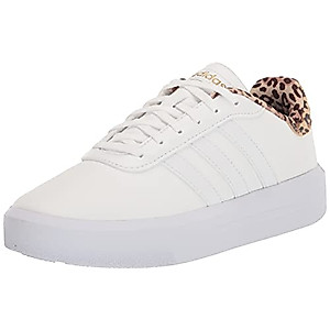 adidas Women's Court Platform Skate Shoe, White/White/Gold Metallic, 8.5