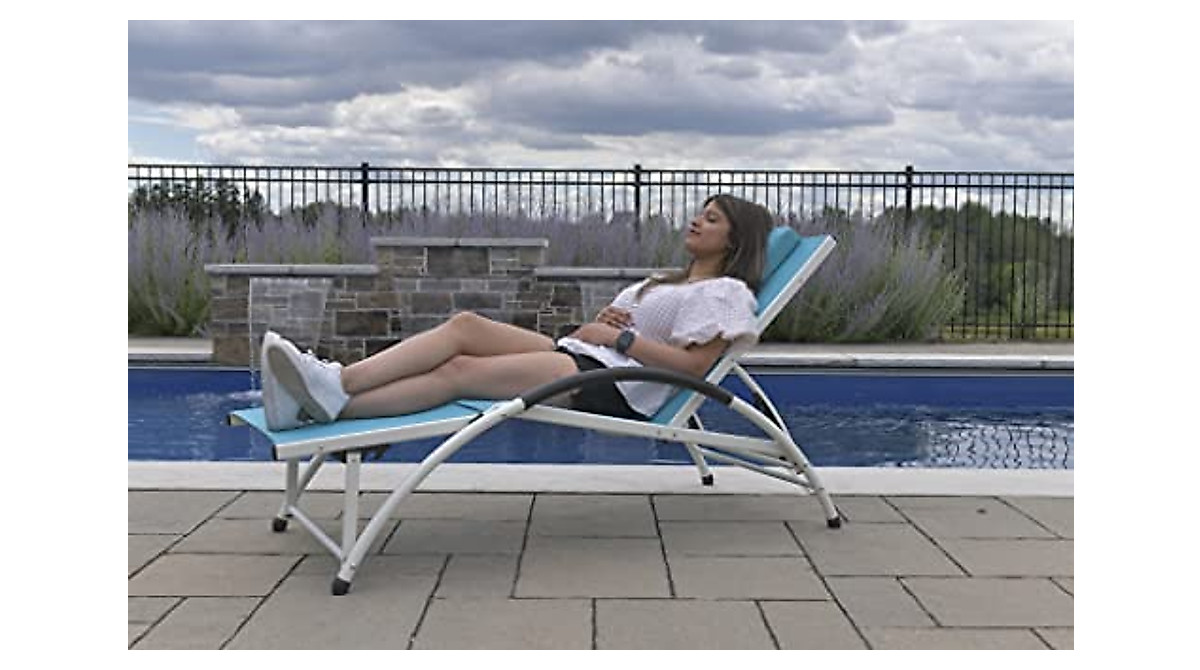 Vivere Dockside Sun Lounger - Durable Aluminum, Turquoise Style
