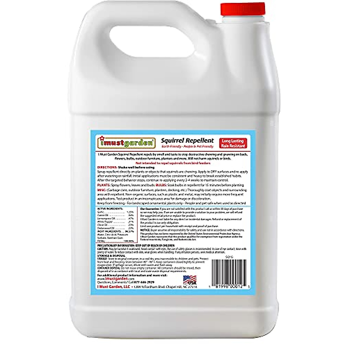 I Must Garden Squirrel Repellent: Protects Vehicles, Plants, Decking, & Furniture – Works on Chipmunks – 1 Gallon Ready to Use Refill