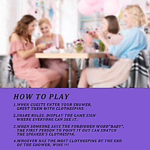 Don't Say Baby Game for Baby Shower Clothespin Game, One 5x7 Coated Paper Sign and 50 Natural Clothespins, Honey Bee Baby Shower, Honey Bee Theme, Gender Neutral -NDSBB46