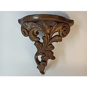 mik-Dyzayn Vintage Shelf, Unique Hand Carved Wall Shelf, Carved Wooden Shelf for Icons with Candlestick, Wood Carving Wall Shelf, Wood Shelf, Shelving