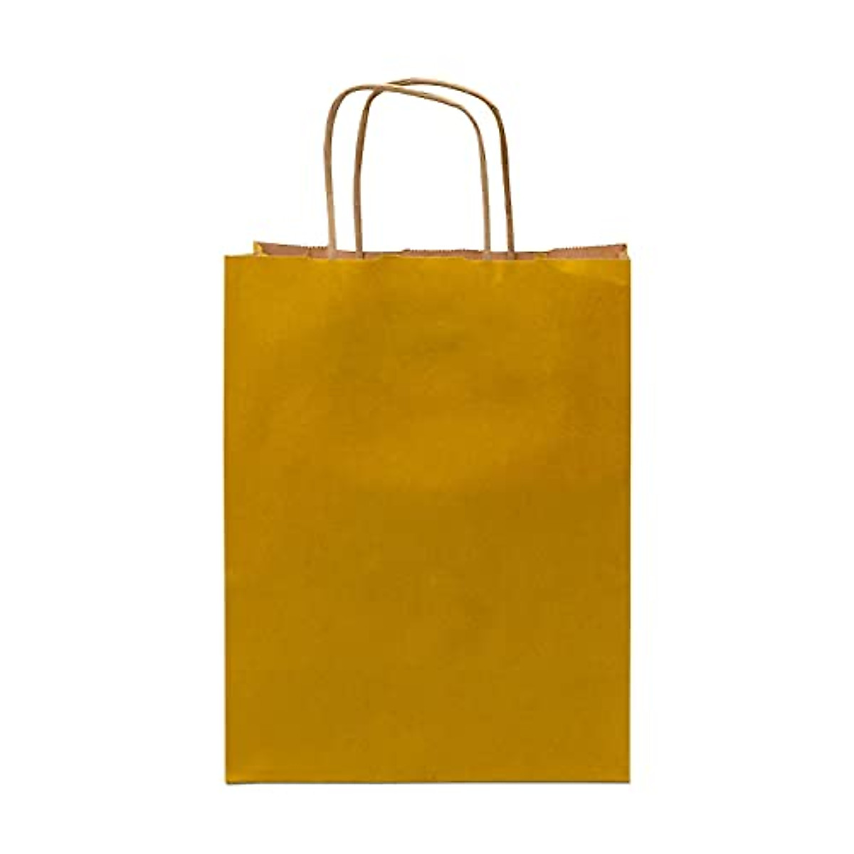 Yellow Gift Bags - 8x4x10 Inch 50 Pack Mustard Kraft Paper Shopping Bags with Handles, Small Craft Totes in Bulk for Boutiques, Small Business, Retail Stores, Birthday Parties, Merchandise, Bulk