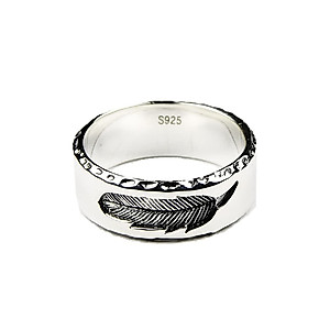 Silver Feather Ring Men Women Sterling Silver, native america indian jewelry, native american ring (8)