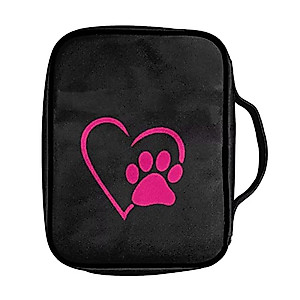 Suhoaziia Dog Paw Heart Pink Bible Cover, Tote Portable Scripture Journaling Notebook Protector with Handle and Zipper Pocket