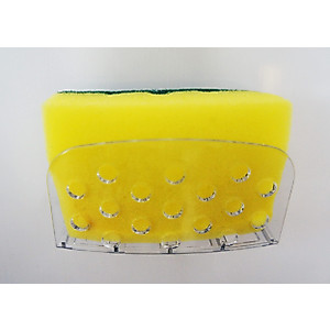 AMUONTY 2 Pack Sponge Holders with Suction,Clear Plastic Container, Kitchen Dish Sponge Holder, Bathroom Accessory, Space Saving Sink Countertop Organizer