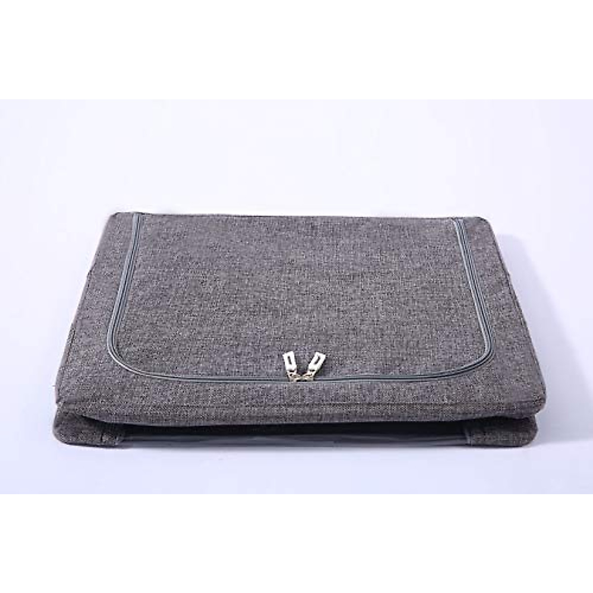 Clothes Storage Bins Box - Linen Fabric Foldable Stackable Container Organizer Set with Clear Window & Carry Handles & Metal Frame - 2Pack Large Capacity for Bedding, Blankets, Toys, Books