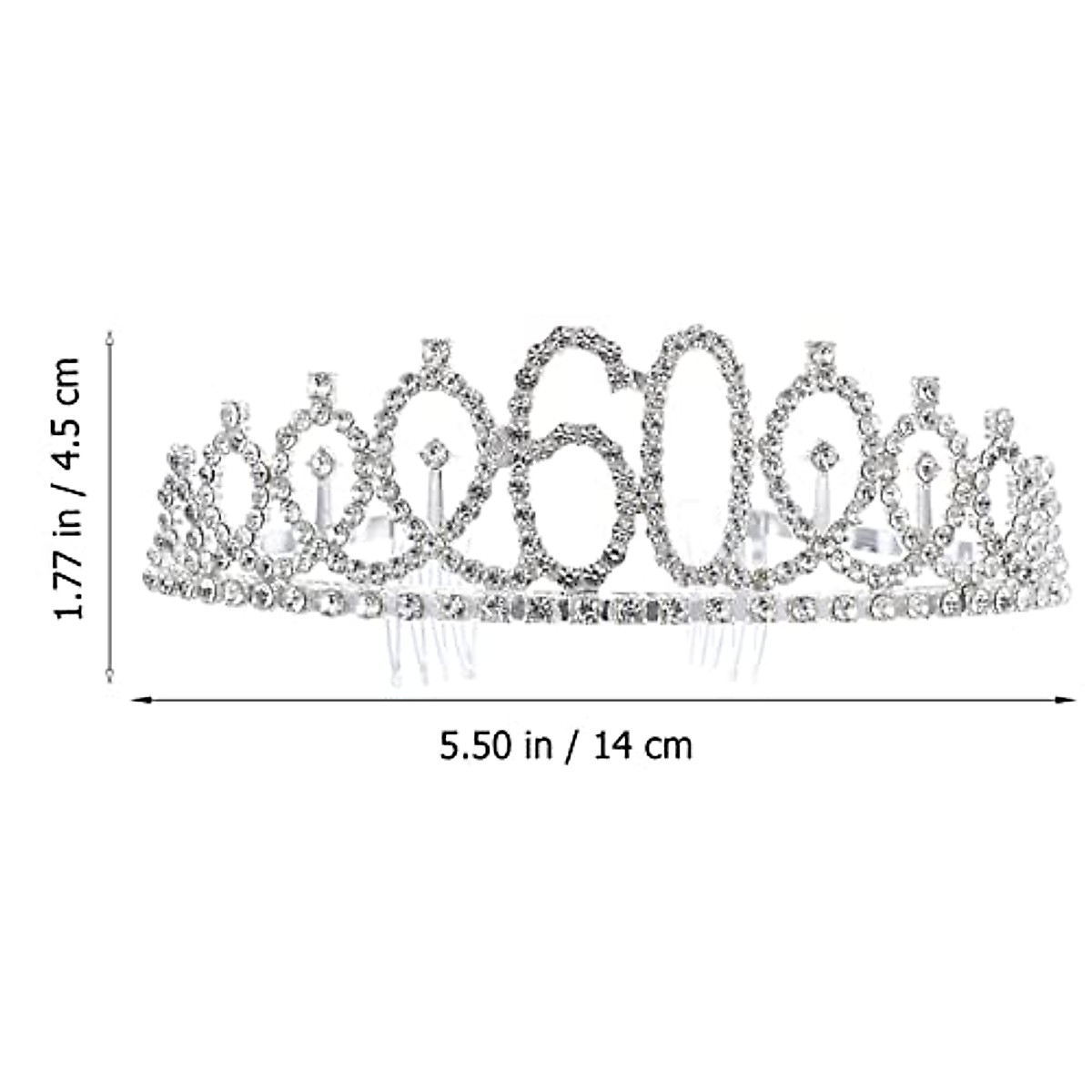 Frcolor Birthday Crowns for Women, Rhinestone Birthday Tiara Happy 60th Birthday Queen Headband with Combs for Mother Grandmother