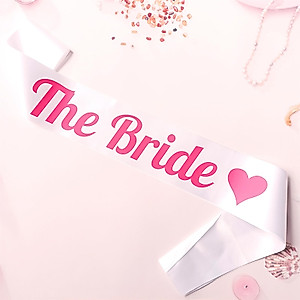 Magnusson's Garden The Bride Let’s Go Party Pink Doll Dream Bach Themed Bachelorette Sash, She Found Her Ken Bridal Shower Accessory for Future Mrs., Retro Hot Pink Heart Wedding Sash