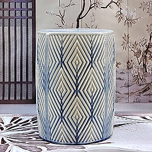 XARONF Modern Chinese Light Luxury Ceramic Drum Stools, Courtyard Garden Piers, Guzheng Stools, Living Room Replacement Shoes Embroidered Piers. (Color : Light Blue)