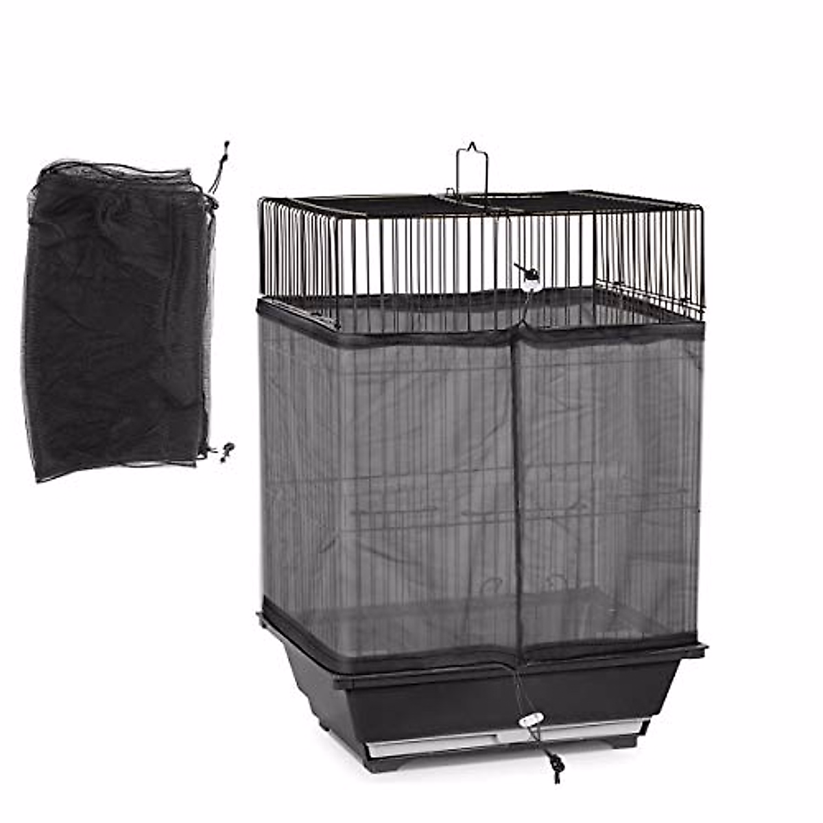 oenbopo Bird Cage Mesh Universal Birdcage Cover Bird Seed Guard Catcher Adjustable Drawstring Bird Cage Skirt Mesh Net Cover