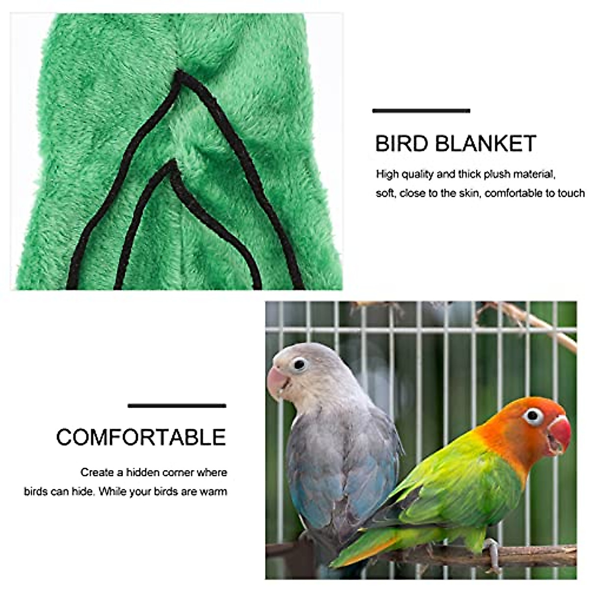Balacoo Green Parrot Cozy Corner Fleece Bird Blanket Cuddle Nest Warm Plush Sleeping Nest Bed Small Animals Pet Birds Cage Hanging Bed House for Parakeet Cockatiel