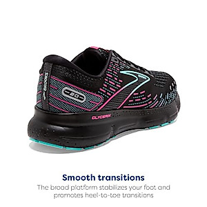 Brooks Women's Glycerin 20 Neutral Running Shoe - Black/Blue Light/Pink - 7.5 Medium