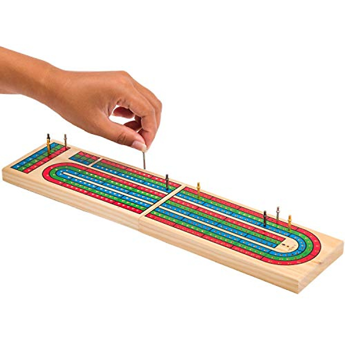 Regal Games Cribbage Board Game Set w/Storage - Fun Table Game with Wooden Board for Adults & Kids - 9 Metal Pegs, Deck of Playing Cards & 2-4 Player Games - Ideal for Game Night, Travel (Ages 8+)