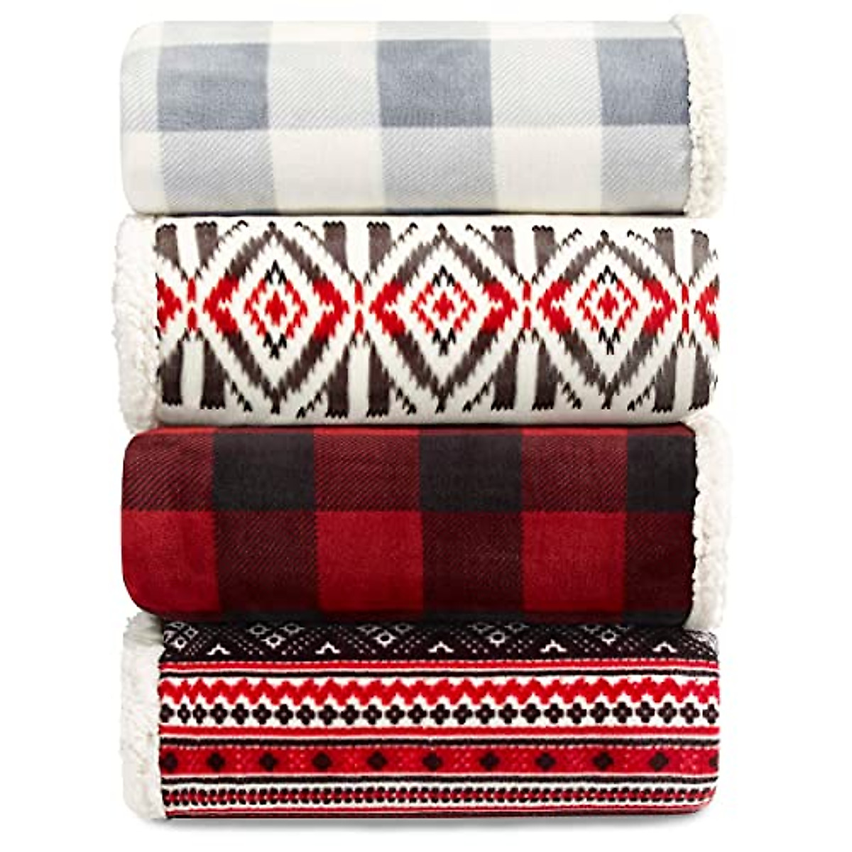 Eddie Bauer Ultra-Plush Collection Throw Blanket-Reversible Sherpa Fleece Cover, Soft & Cozy, Perfect for Bed or Couch, Fair Isle