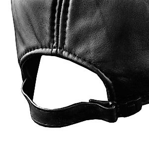 Cool Spike Goth Skull Real Leather Cap Bassbal Hat Men's Biker Punk Rock Black