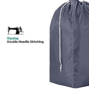 HOMEST 2 Pack Travel Laundry Bag with Handles, Square Base Can Carry Up to 3 Loads of Clothes, Dirty Clothes Storage with Drawstring Closure,Gray