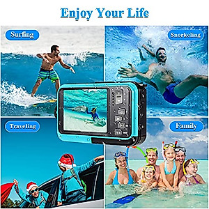 Waterproof Digital Camera Underwater Camera Full HD 2.7K 48 MP Video Recorder Selfie Dual Screens 16X Digital Zoom Flashlight Waterproof Camera for Snorkeling (DV806)…