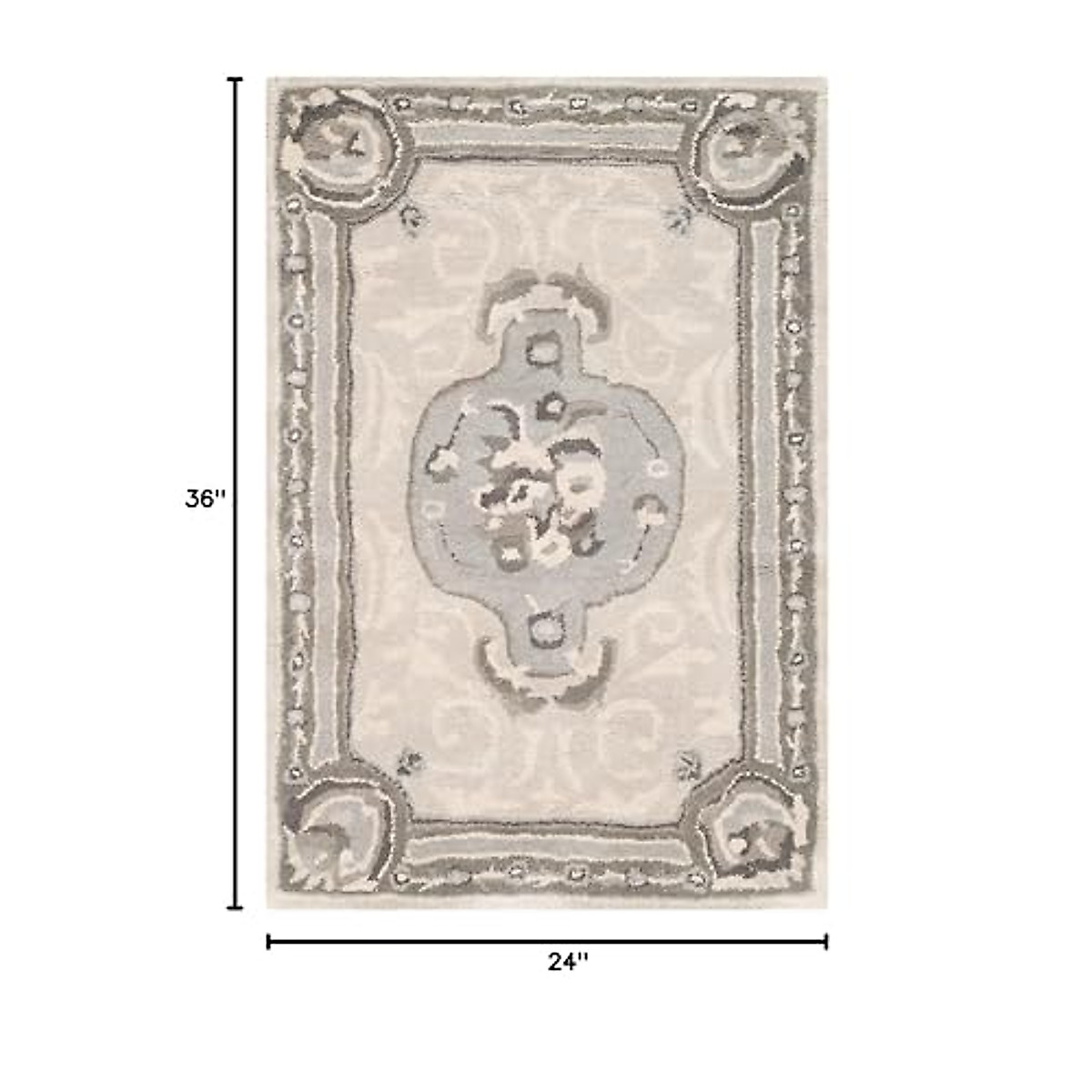 SAFAVIEH Empire Collection 2' x 3' Beige/Light Grey EM414D Handmade Traditional European Premium Wool Accent Rug