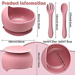 EBOOT 6 Set Baby Bowls with Suction Sets, Toddler Led Weaning Spoon and Fork Baby Utensils Suction Bowls Silicone Bowls for Baby Toddler First Stage Feeding Utensils
