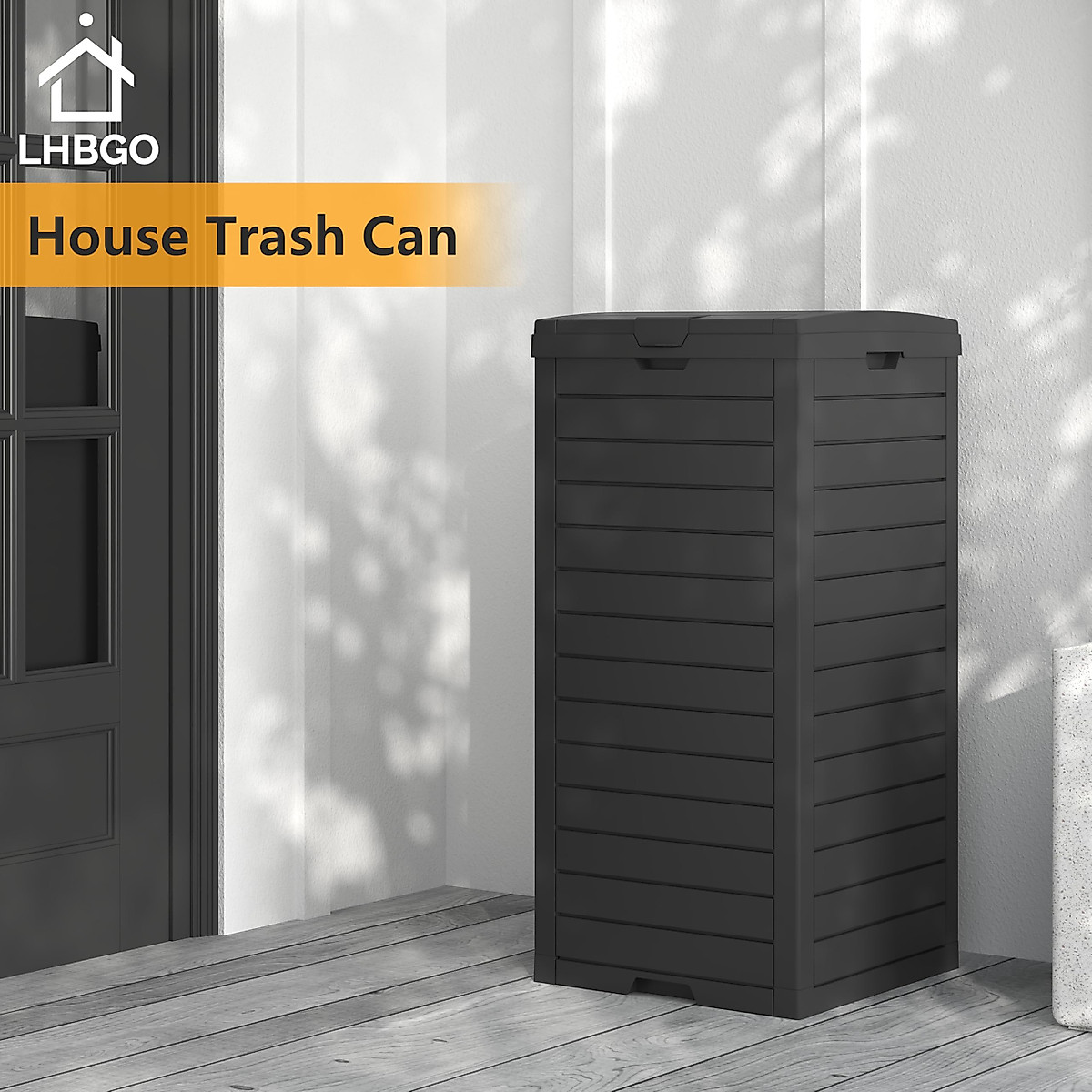 31 Gallon Kitchen Trash Can, Waterproof Garbage Can with Tiered Lid and Drip Tray, Resin Outside Trash Bin for Patio, Backyard, Deck